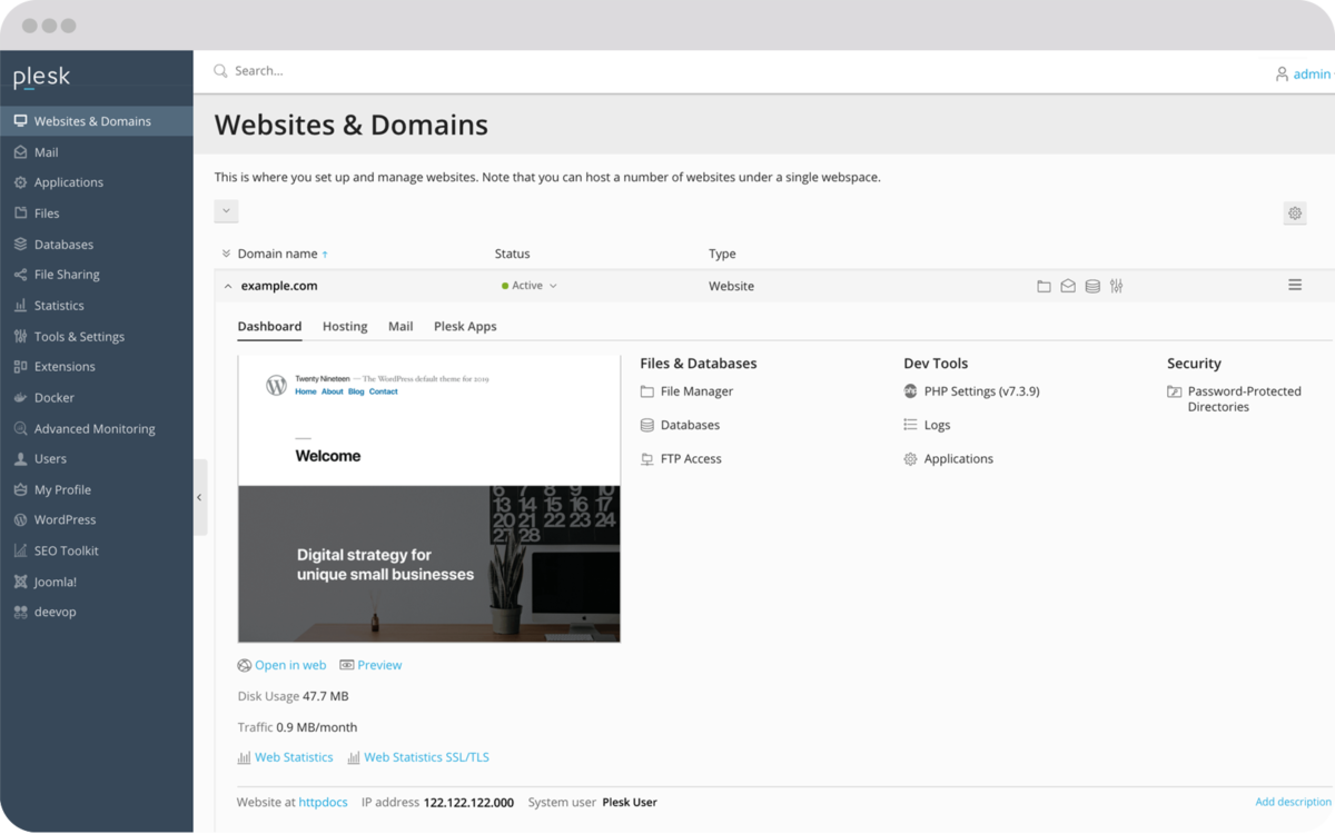 Plesk-dashboard - THAIDATAHOSTING