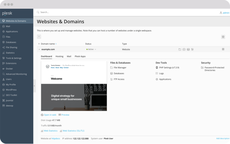 Plesk-dashboard - THAIDATAHOSTING